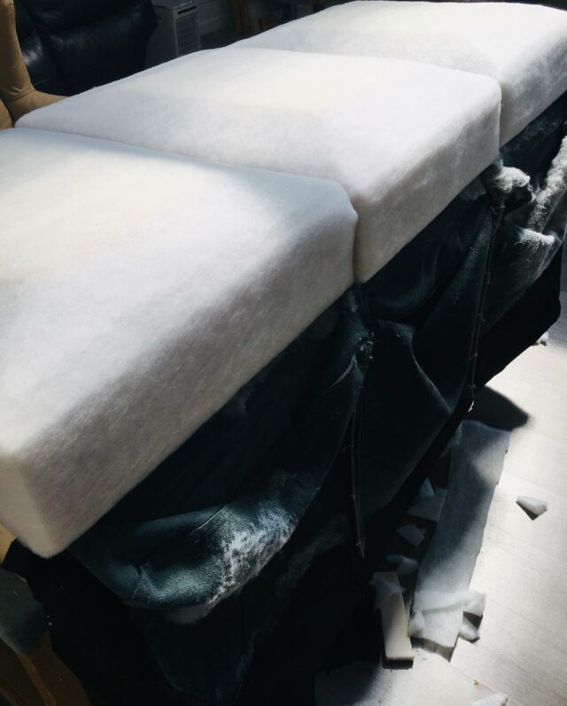 Leather Sofa Repadding With New Foam Cushions